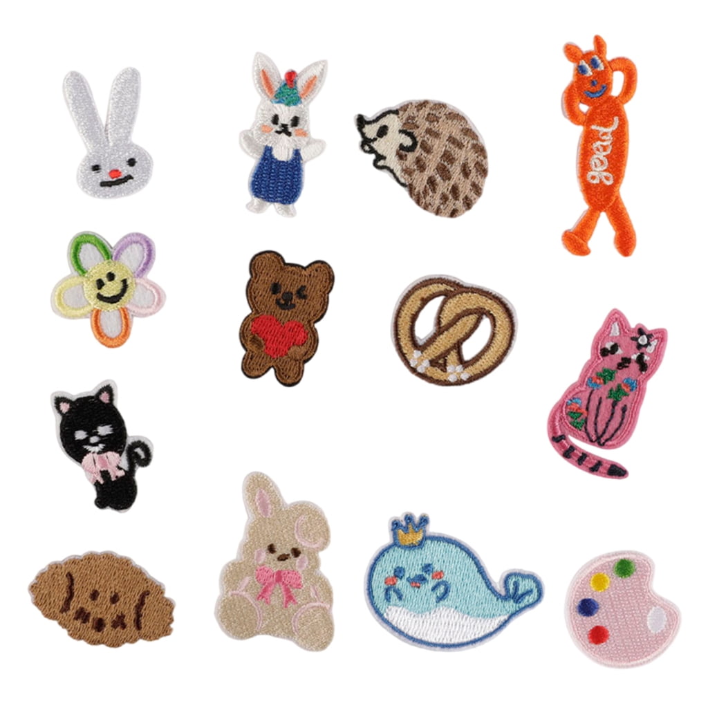 13 Pcs Flowers Iron on Patches Cartoon Repair Patches Bear Sewing ...