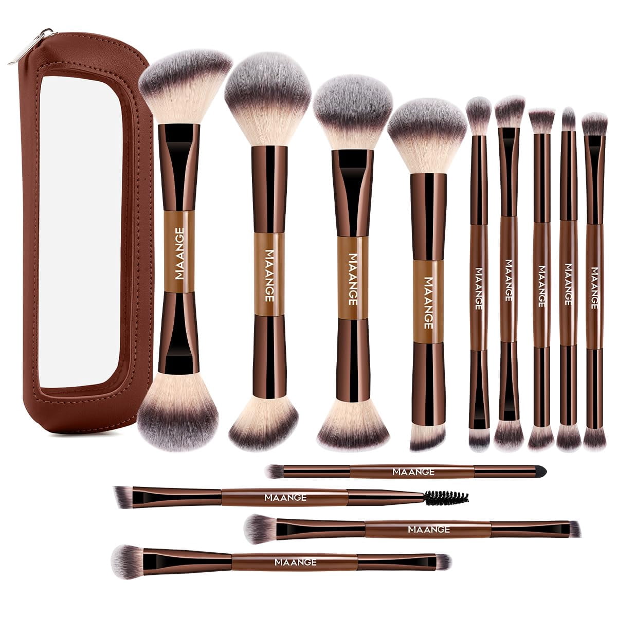 13 Pcs Foundation Makeup Brush Set With Bag, Make up Brushes, Double ...