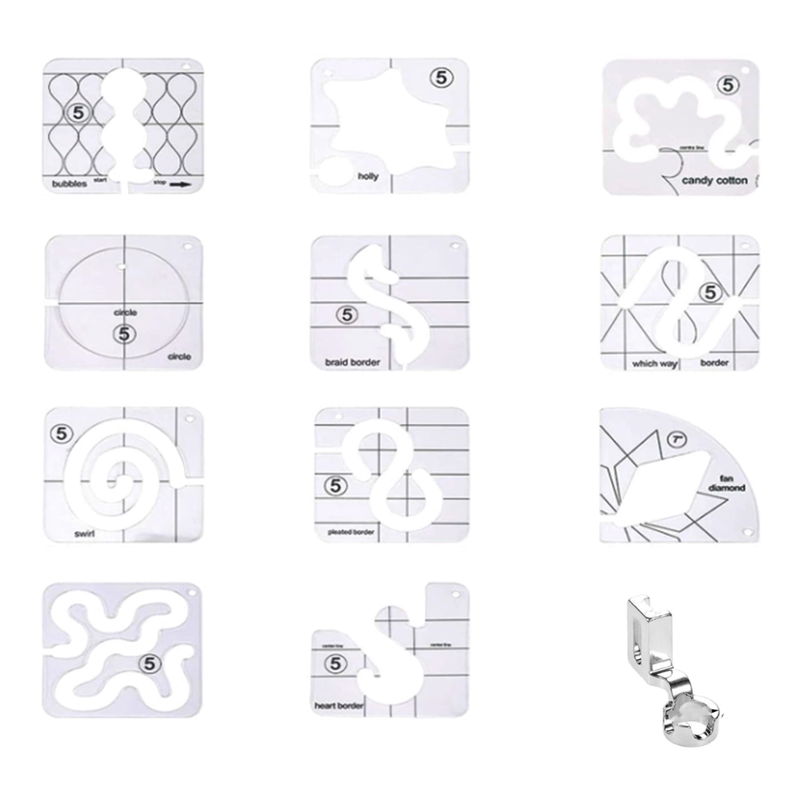 13 Pcs Frees Motion Quilting Template Set Clear Sewing Ruler Arcylic ...