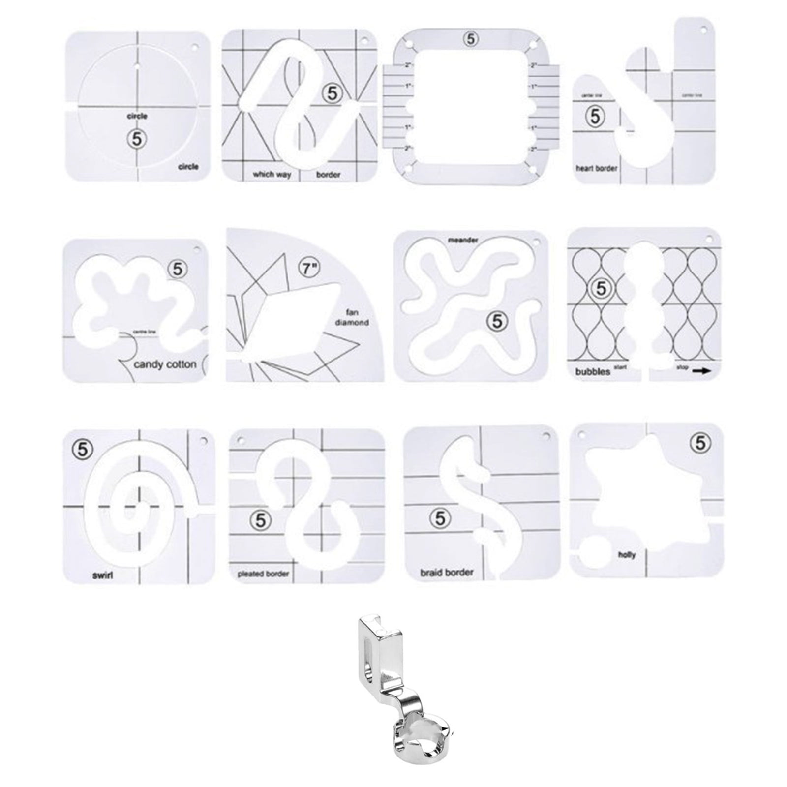 13 Pcs Frees Motion Quilting Template Set Sewing Ruler Quilting Stencil ...