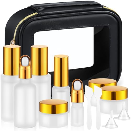 13 Pcs Glass Skincare Travel Containers Mini Makeup Containers Travel ...