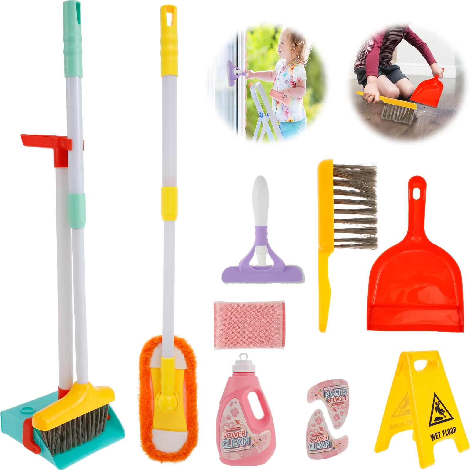 13 Pcs Kids Cleaning Toy Set Adjustable Toddler Cleaning Set Safe Clean ...
