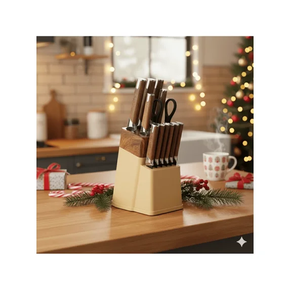 13 Pcs Kitchen Knife Set With Block And Sharpener High Carbon Stainless ...