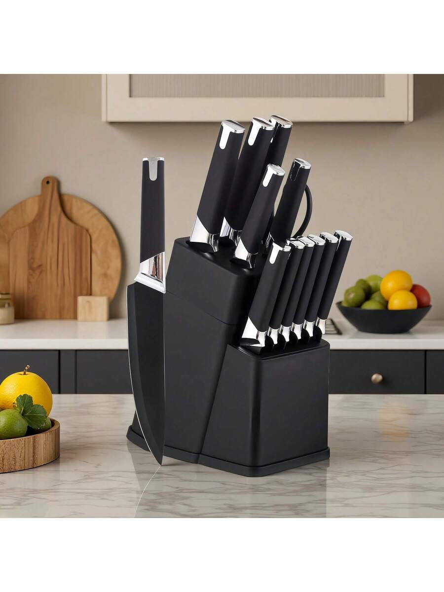 13 Pcs Kitchen Knife Set With Block And Sharpener High Carbon Stainless ...