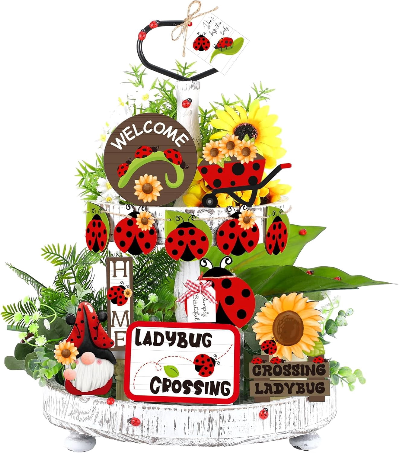 13 Pcs Ladybug Tiered Tray Decorations Spring Tiered Tray Decor Set ...