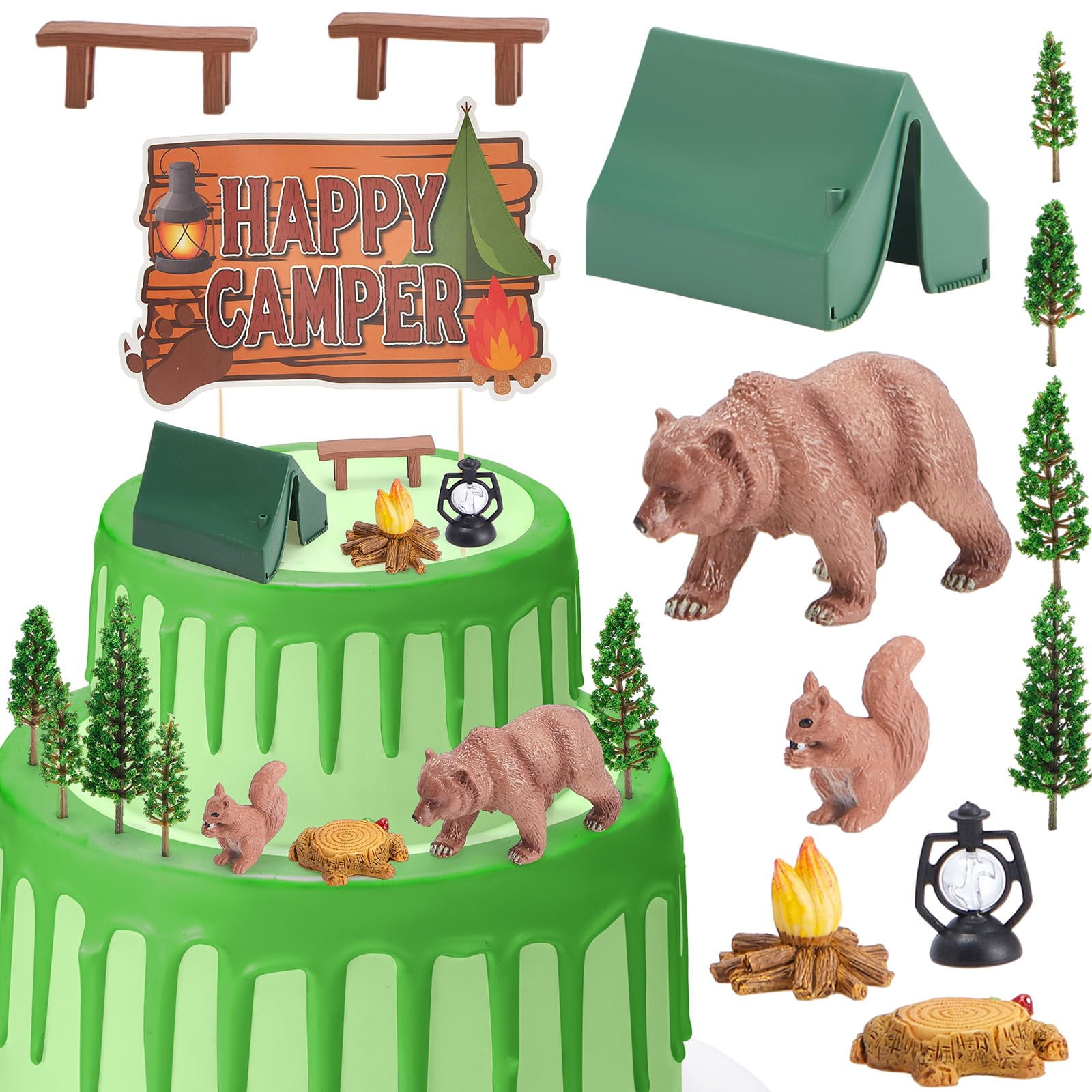 13 Pcs One Happy Camper Cake Topper MDH1Happy Camper Cake Decorations ...