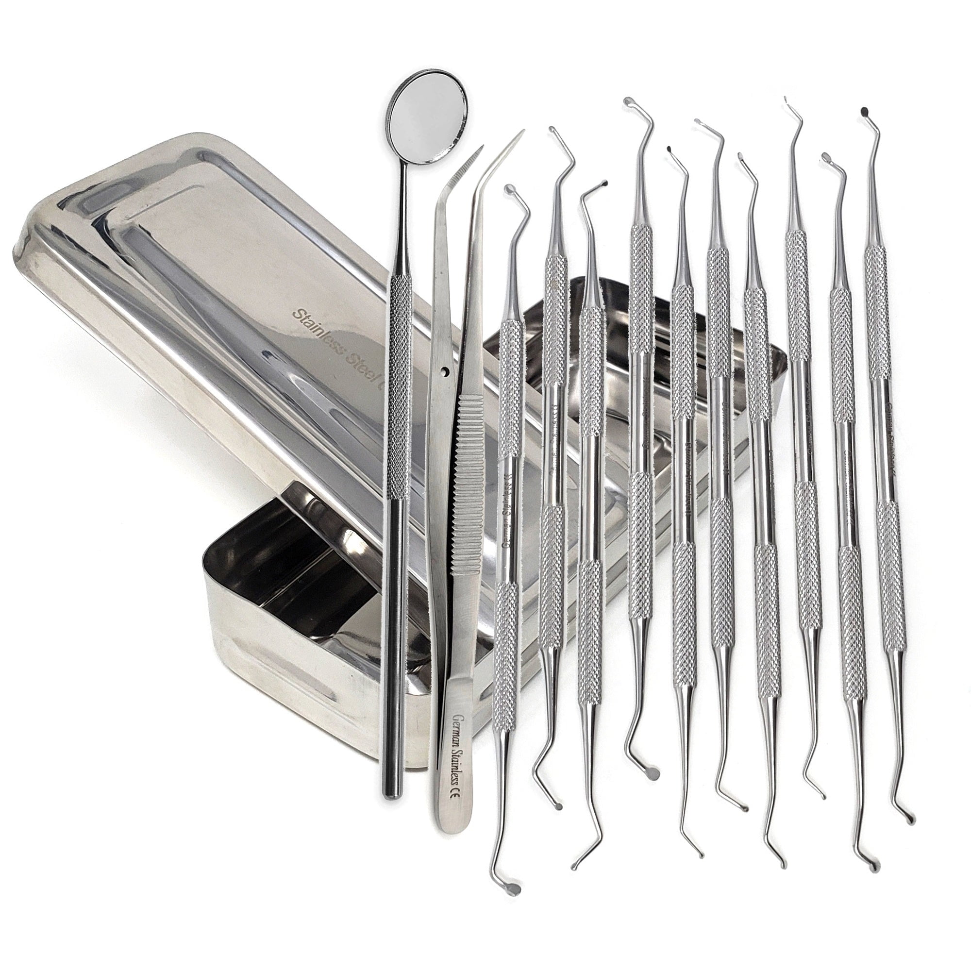 13 Pcs Professional Oral Hygenie Stainless Steel Excavator Spoons with ...