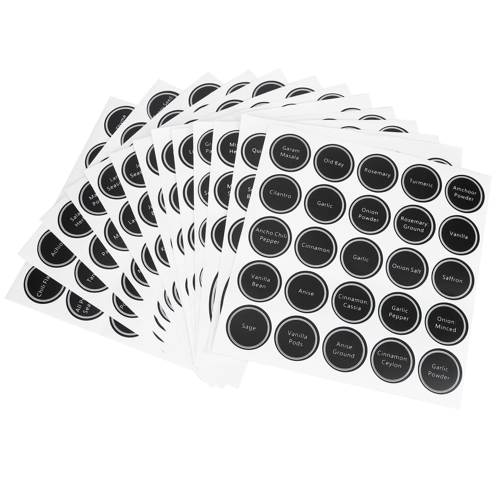13 Pcs Reusable Printed Storage Label, Round Adhesive Sticker, Spice ...