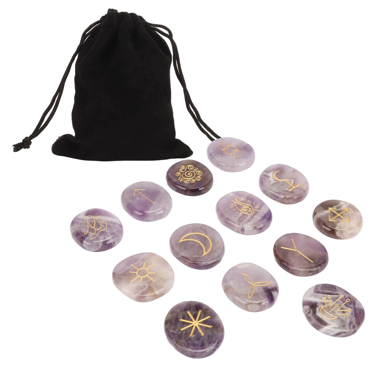 13 Pcs Rune Stone Set Empower Mind Promote Clear Thinking Crystal Runes Healing Stones for Yoga ...