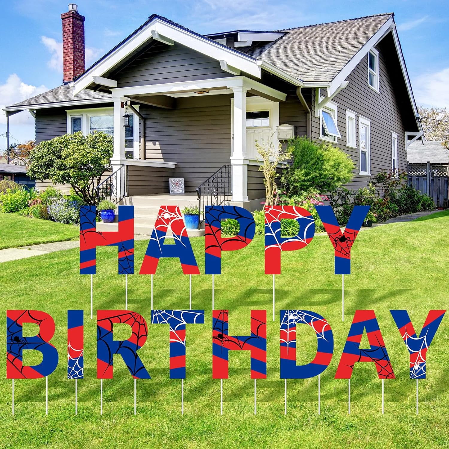 13 Pcs Spider Happy Birthday Yard Sign with Stakes, 16" Super Happy ...
