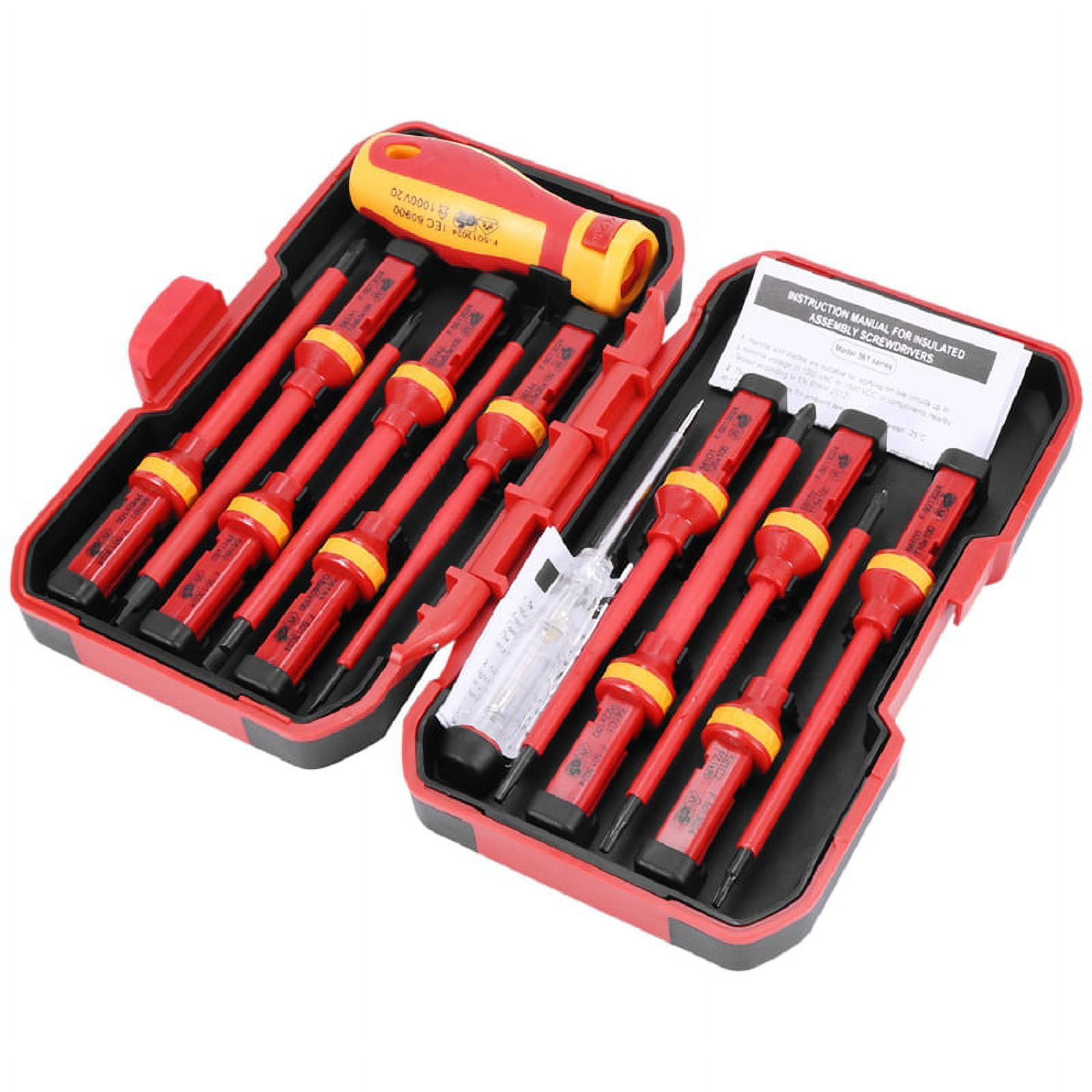 13 Pcs VDE Insulated Screwdriver Set -V High Voltage 1000V Magnetic Slotted Torx Hand Tools ...