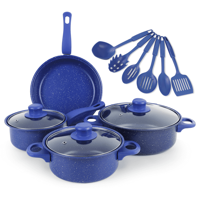 13 Piece Cookware Set, Kitchen Nonstick Pots And Pans Set With Glass ...