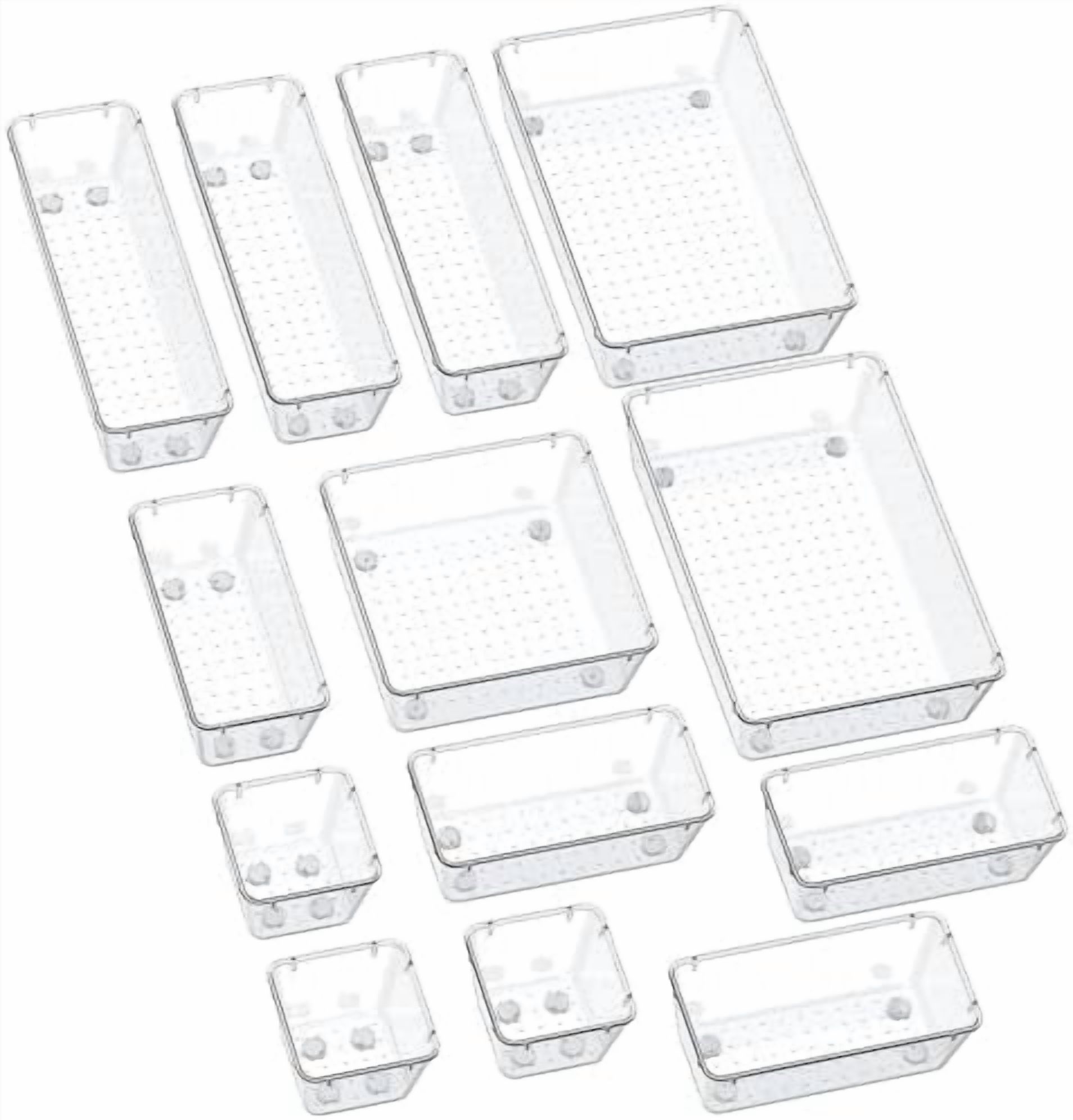 13-Piece Drawer Organizers with Non-Slip Silicone Pads, 5-Size Desk ...