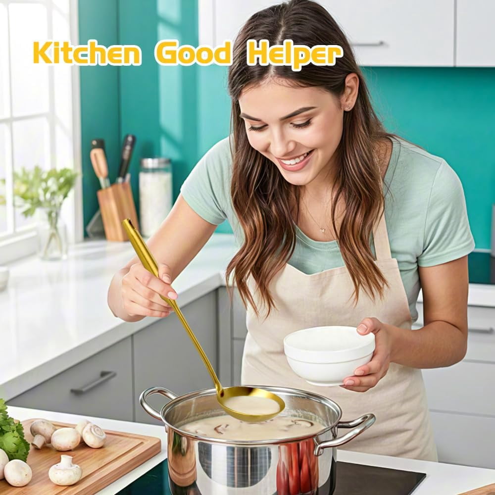 13-Piece Gold Stainless Steel Kitchen Utensil Set with Ergonomic ...