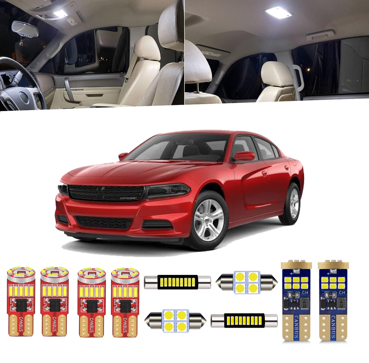 13 Piece Interior LED Lights Kit for Dodge Charger 2011 2012 2013 2014 ...