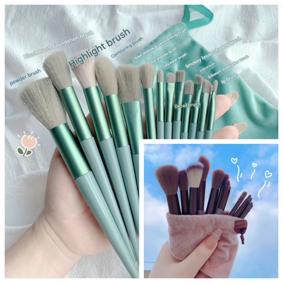 13 Piece Makeup Brush Set Soft Bristles Loose Powder Eyeshadow Brushes ...