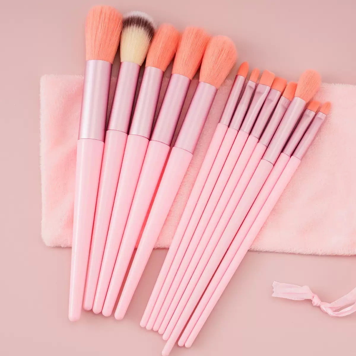 13-Piece Makeup Brush Set in Pink, Complete Collection for Full Face ...