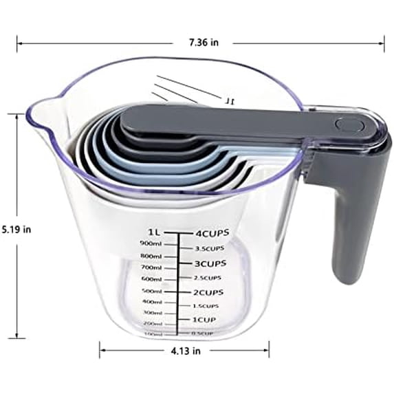 13-Piece Measuring Cups and Spoons Set with 3-Piece Red Silicone ...