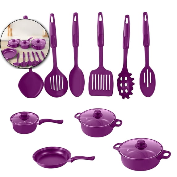 13-Piece Non-Stick Cookware Set with Frying Pan, Milk Pan, Soup Pots ...