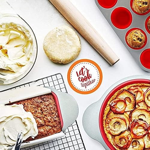 13-Piece Non-Stick Silicone Bakeware Set with Cake Pan, Brownie Pan ...