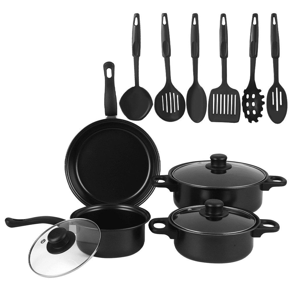 13-Piece Outdoor Cookware Set,DFITO Cast Iron Non-Stick Pots and Pans ...