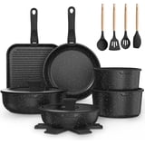 YASHE 21 Pcs Nonstick Cookware Set with Detachable Handle, Stackable ...