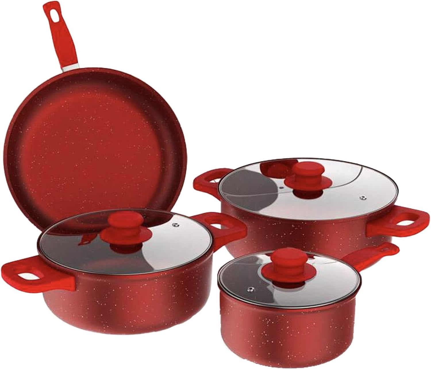 13-Piece Red Pots and Pans Set Non Stick–Nonstick Cookware with Glass ...