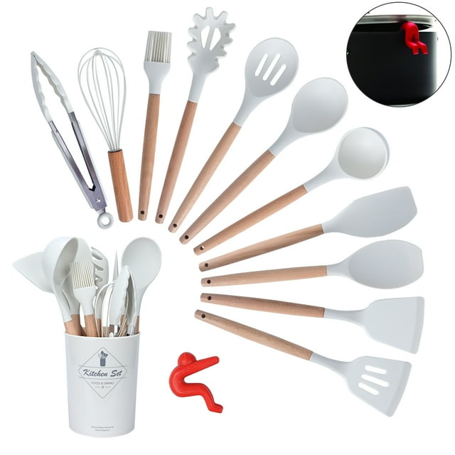 13 Piece Silicone Cooking Utensil Set with Spoons, Spatulas - Heat ...