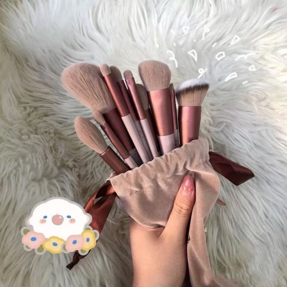13 Piece Soft Bristle Brush Set for Powder Blush and Brow Application ...