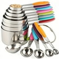 13-Piece Stainless Steel Measuring Cup & Spoon Set - Nesting, Silicone ...