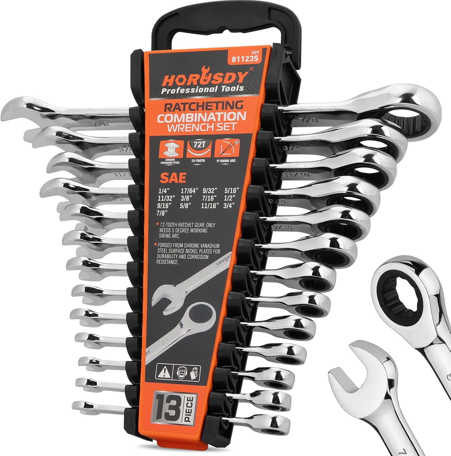 13-Piece Sturdy Ratcheting Wrench Set | SAE 1/4''–7/8'' | Max Torque ...