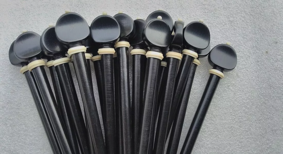 Musical Works Ebony Wood Lute Pegs with Bone Ring 9x6x100mm High ...