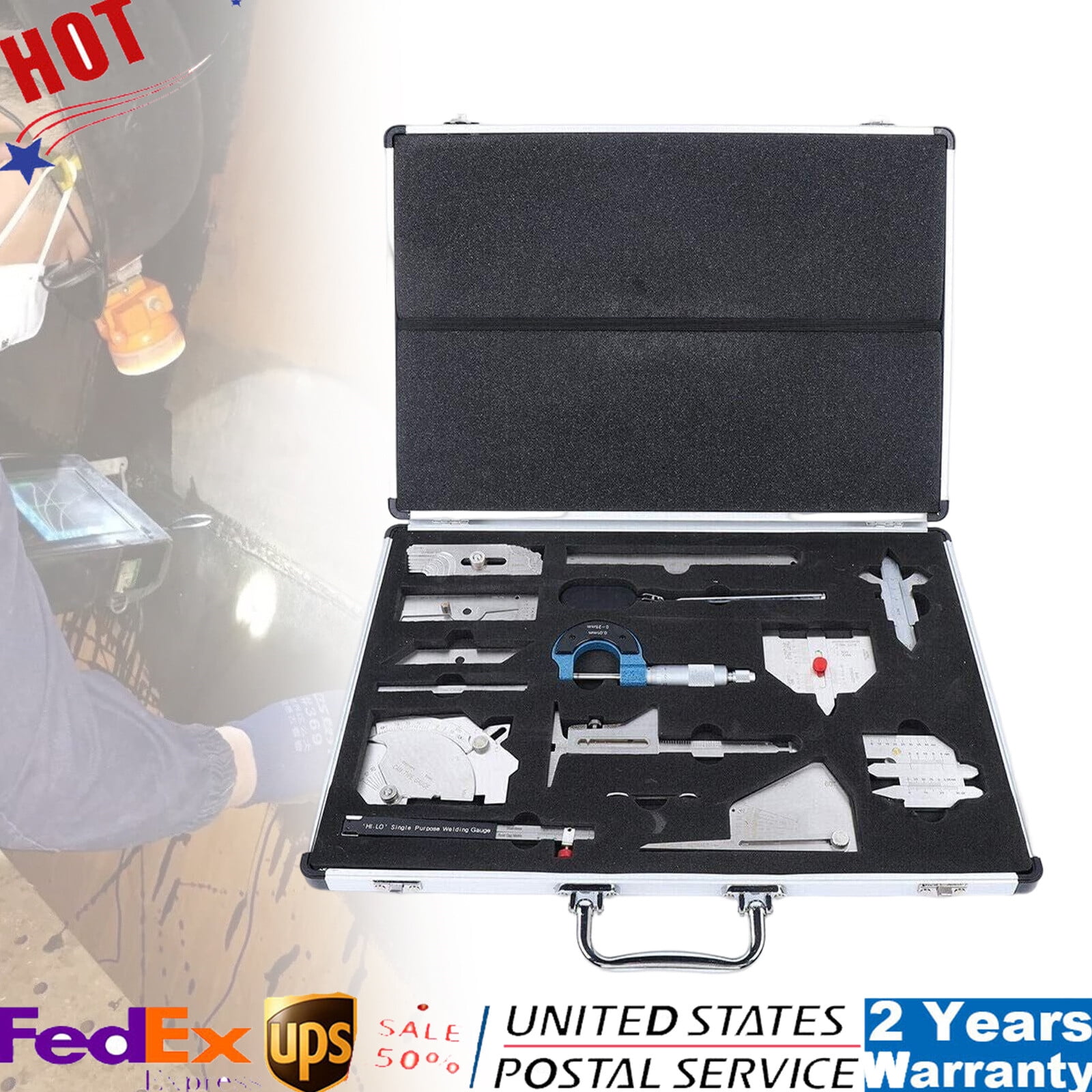 13 Pieces Welding Gauge Tool Measurement Gauge Inspection Ruler Case ...