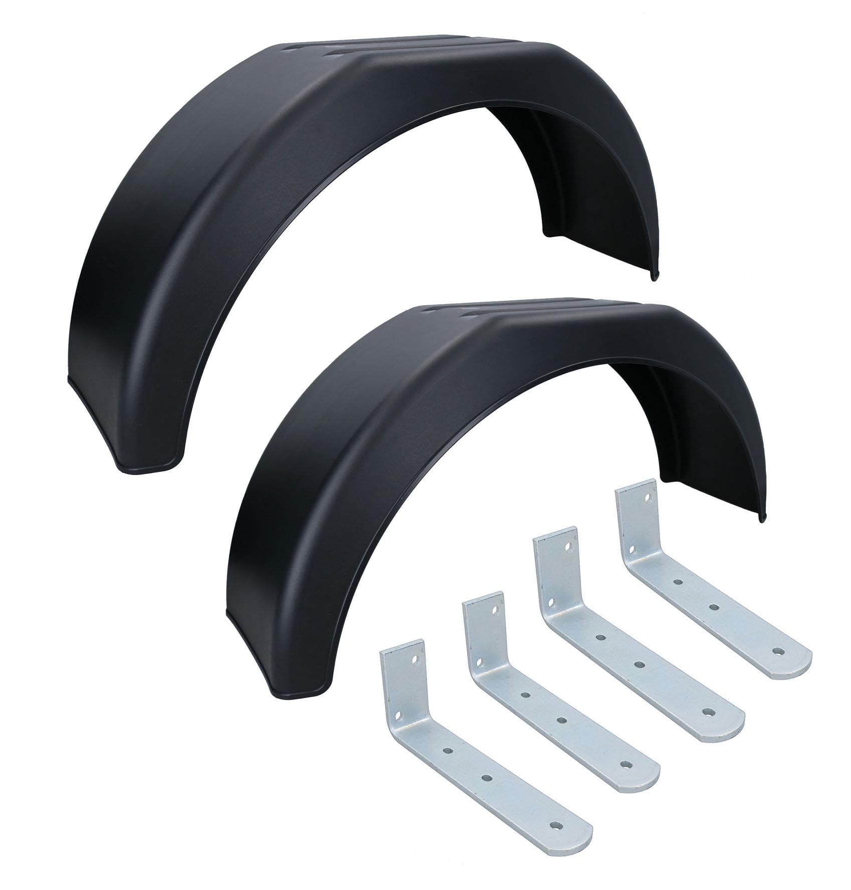 13" Plastic Mudguards Fender (Pair) Offset Fit & 4 (LARGE) Brackets ...