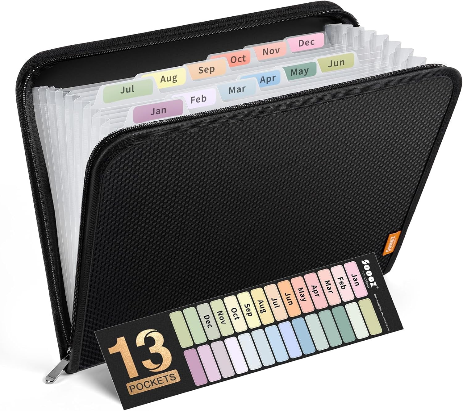 13 Pocket Accordion File Organizer, Zipper Expanding File Folder ...