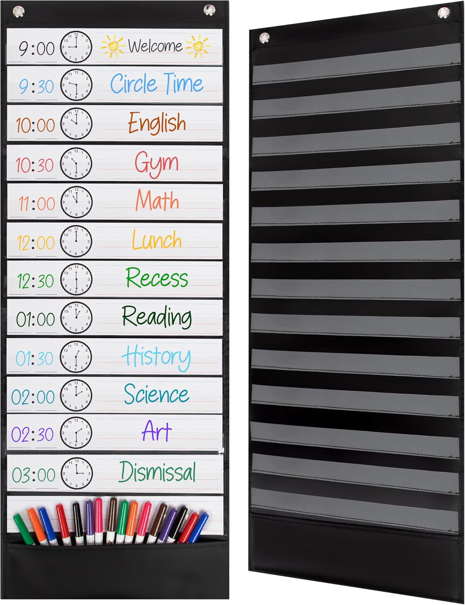 - 13 Pocket Daily Schedule Pocket Chart, Ultra-Durable Visual Schedule ...