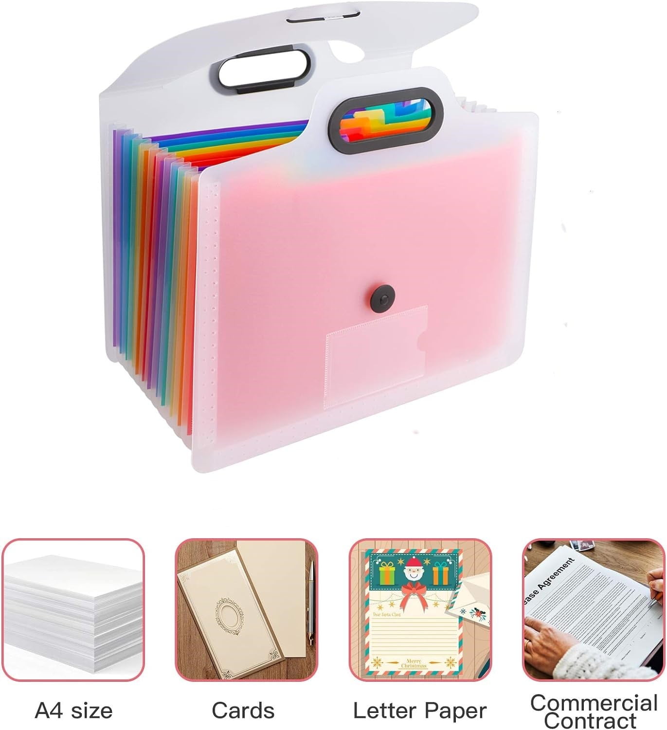 13 Pocket Expanding File Folder with Handle, Portable File Organizer ...