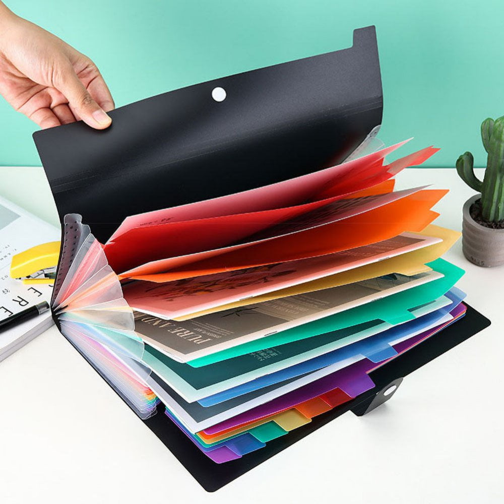 Expanding File Folder with Sticky Labels, 13 Pocket Accordion File ...