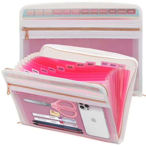 13 Pocket Expanding File Folder with Zipper, Accordion Organizer for A4 ...