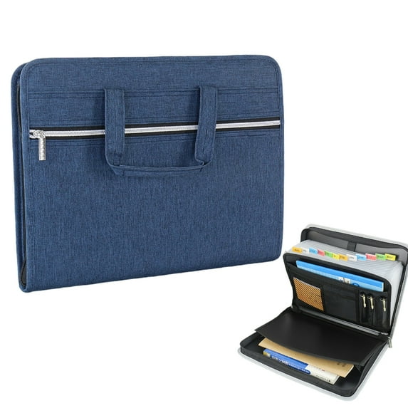 13 Pocket Expanding Folder Document Case with Handle, Zippered Travel ...