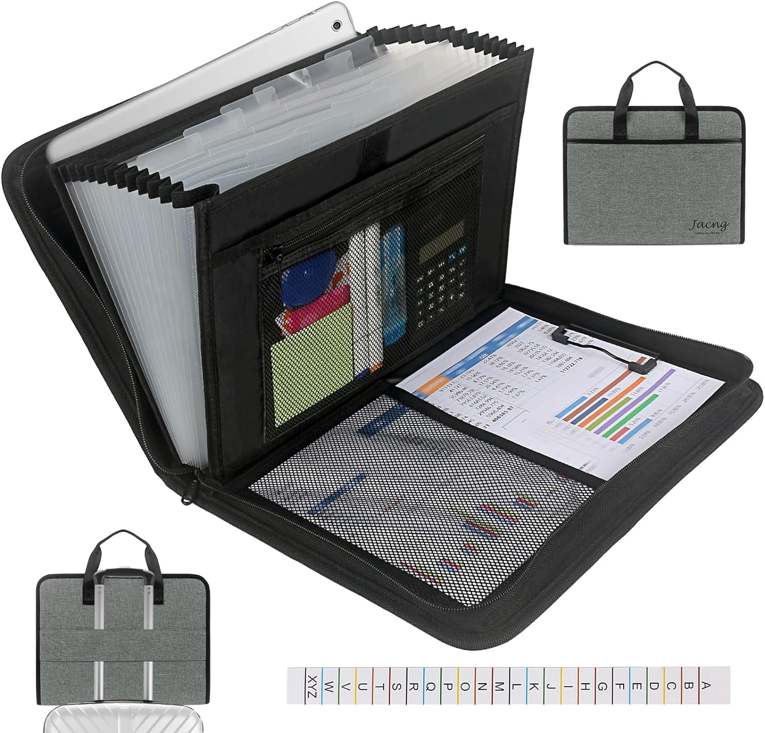 13 Pockets Accordian Expanding File Organizer with Handle & Labels for ...