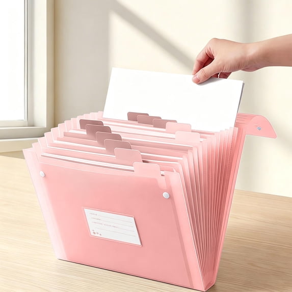 13 Pockets Vertical Expanding File Folder, Portable Document Organizer ...