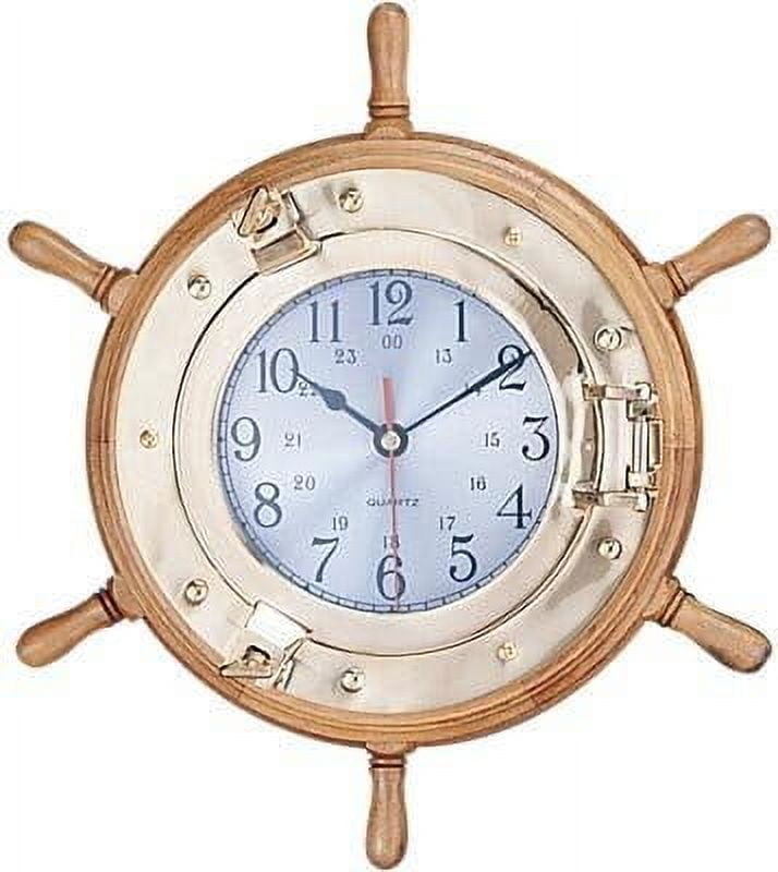 HS 13" Nautical Porthole Ship Wheel Tabletop Clock - Walmart.com
