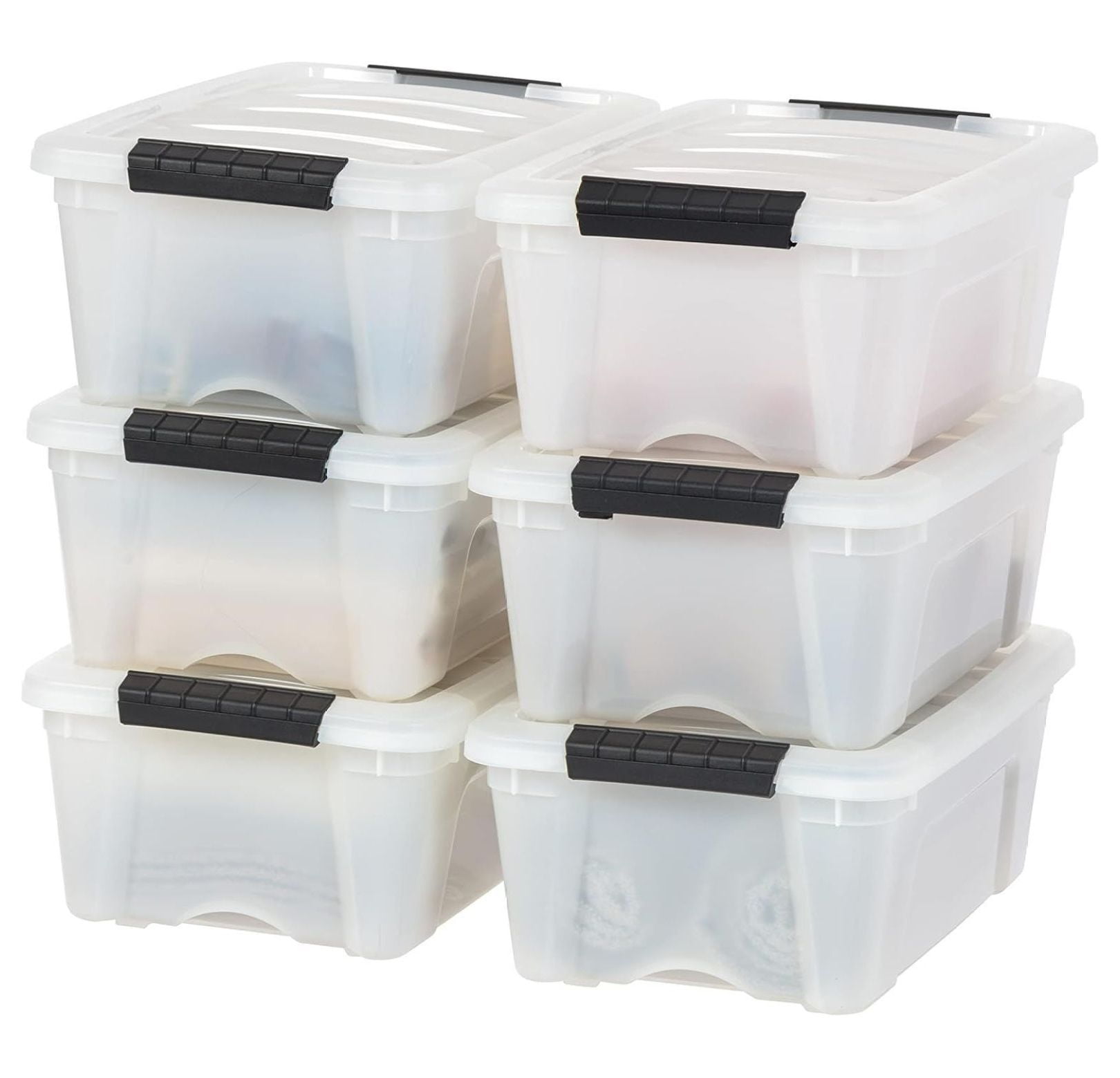 13 QT Plastic Storage Box with Lid and Latches - 6 Pack - BPA-Free ...