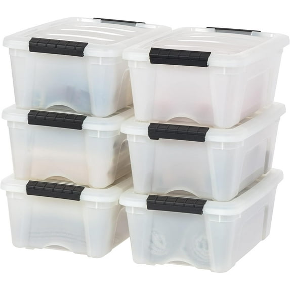 13 QT Plastic Storage Box with Lid and Latches - 6 Pack - BPA-Free ...
