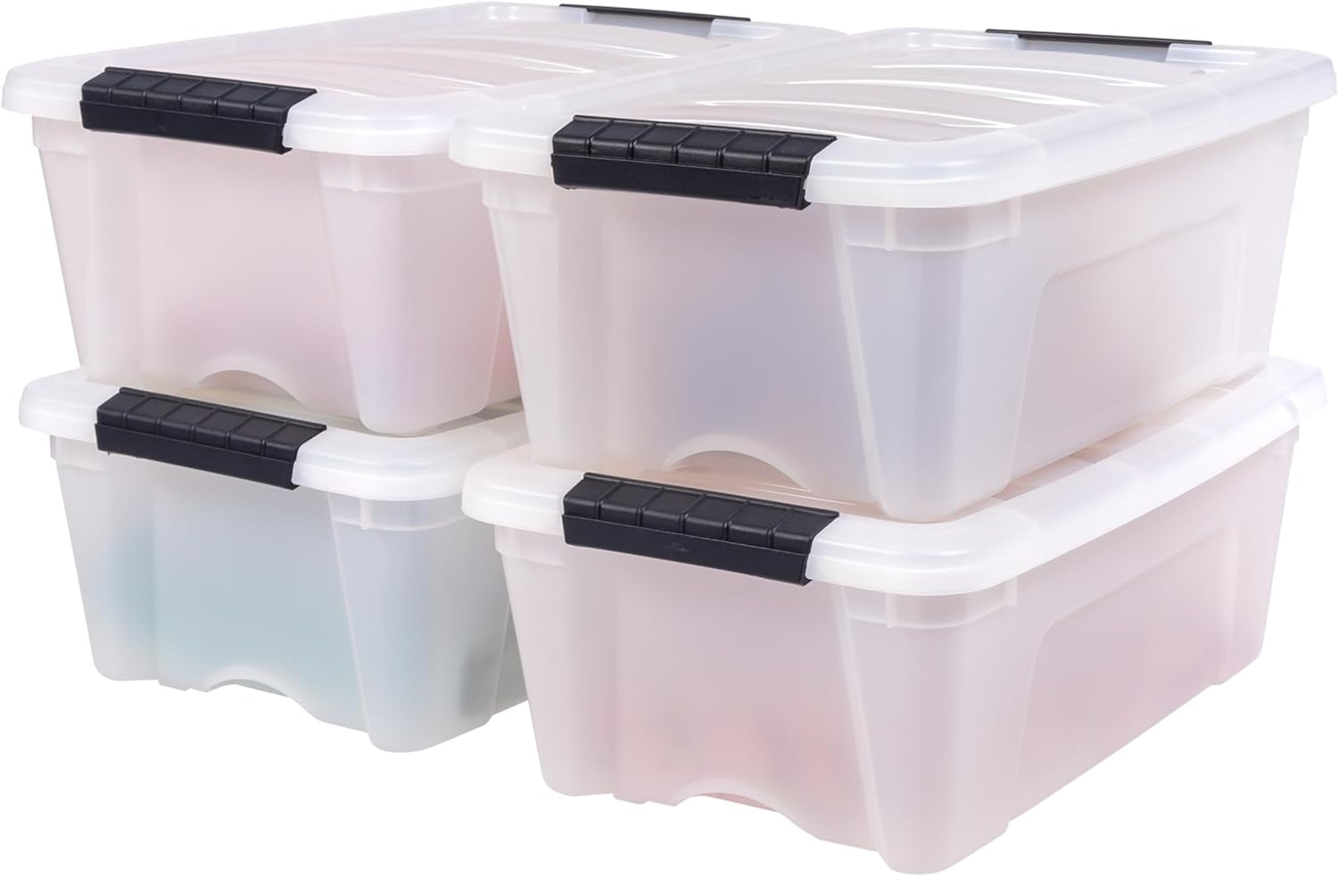 13 Qt Stackable Plastic Storage Bins with Lids, 4 Pack - BPA-Free, Made ...