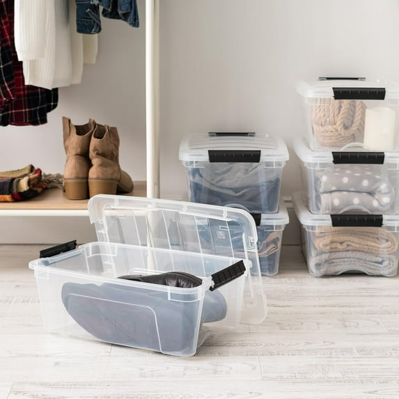 13 Qt Stackable Plastic Storage Bins with Lids, 6 Pack - , See-Through ...