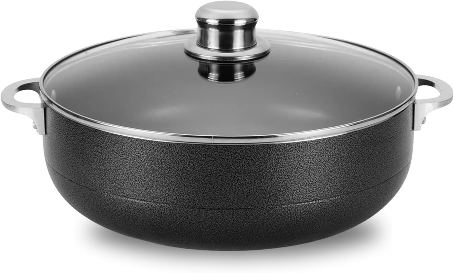 13-Quart Nonstick Aluminum Caldero Pot with Glass Lid & Riveted Handle ...