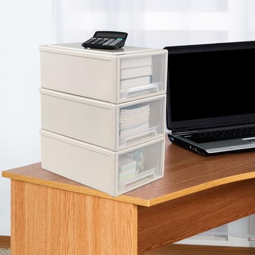 13 Quarts 3 Packs Plastic Stacking Storage Drawers, Plastic Storage ...