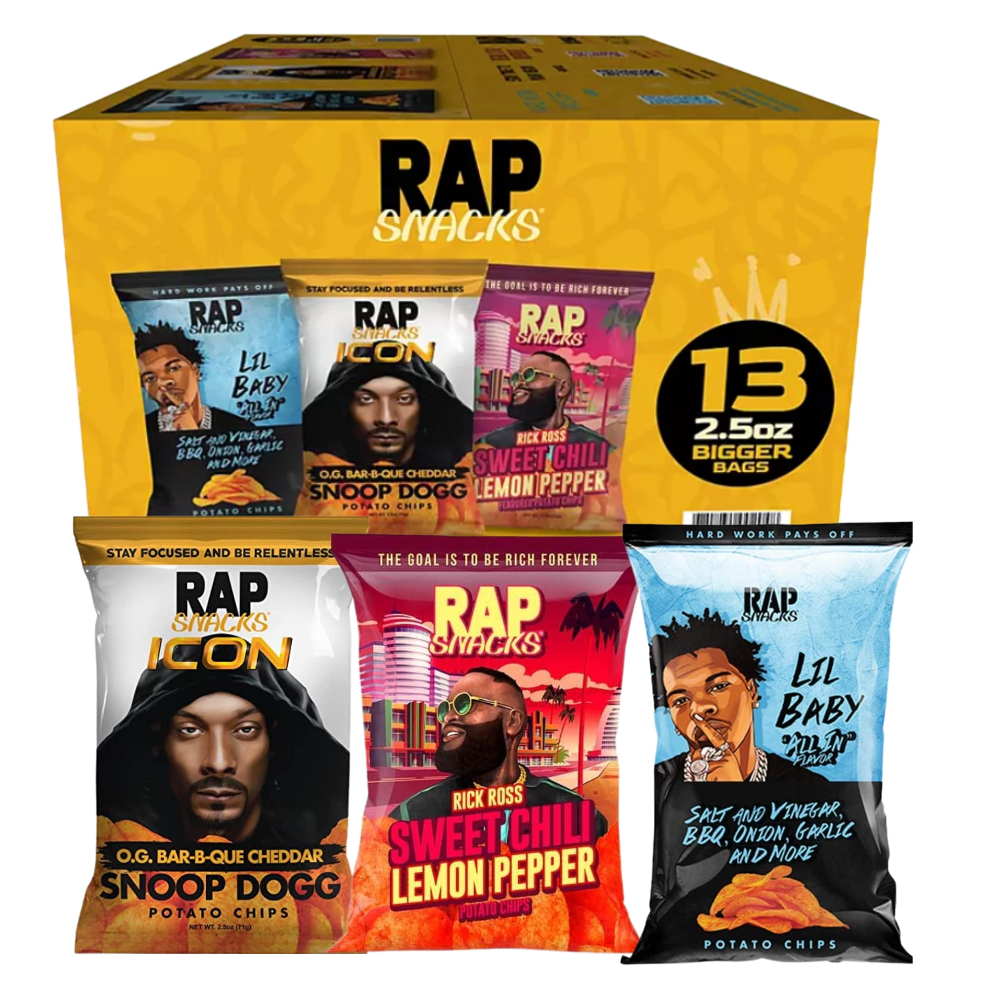 Rap Snacks 13-Pack: BBQ, Cheddar, Sweet Chili, Lemon Pepper, Salt ...